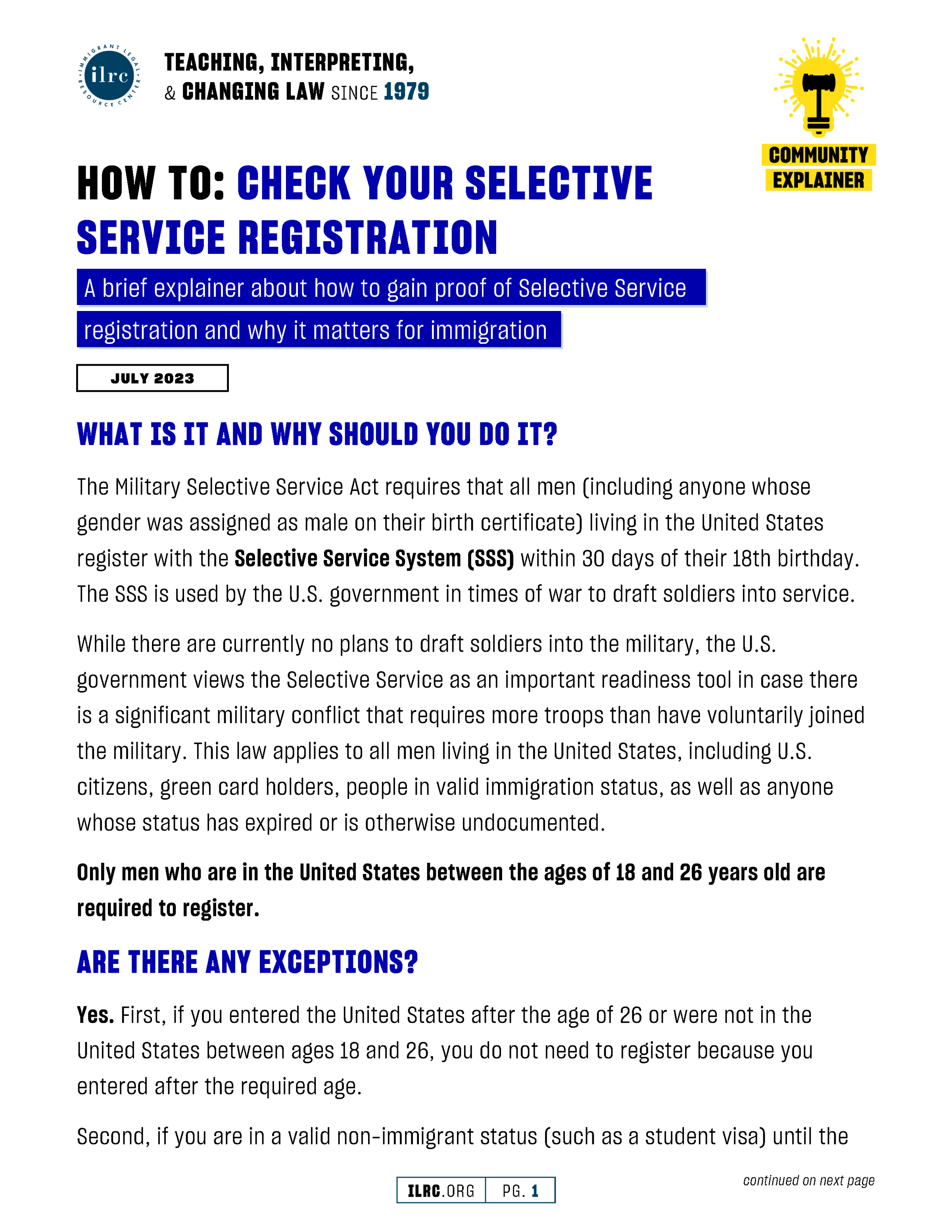 How to: Check your Selective Service Registration | Immigrant Legal Resource Center | ILRC